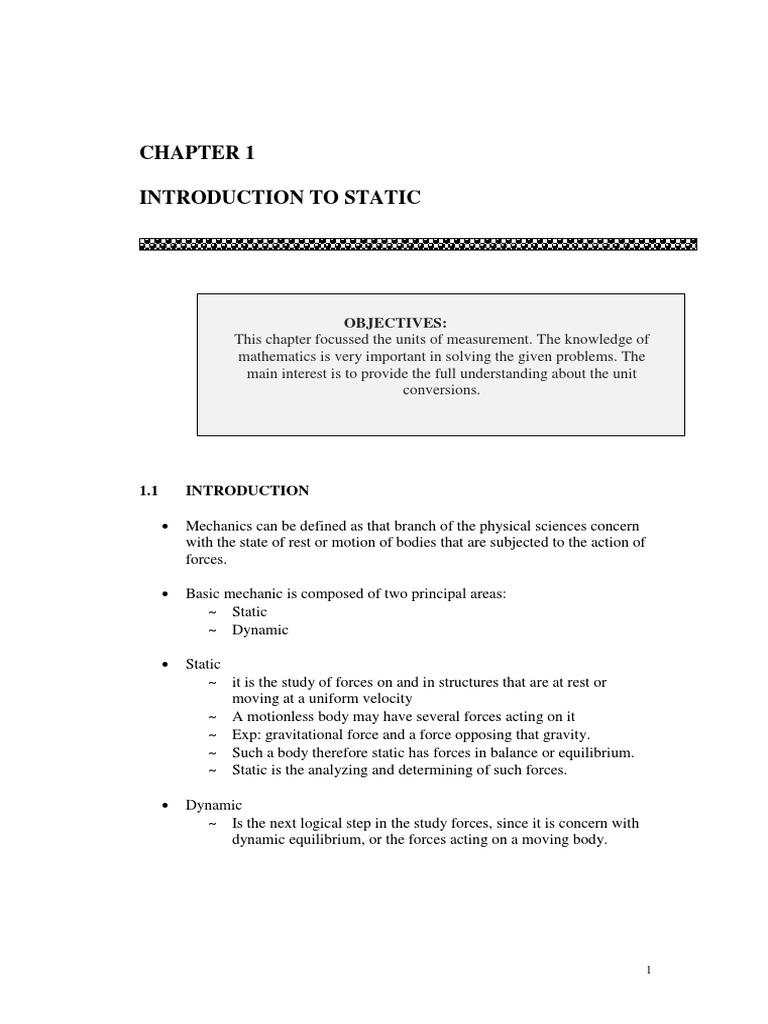 Introduction to the Fundamentals of Static Mechanics | PDF | Force ...