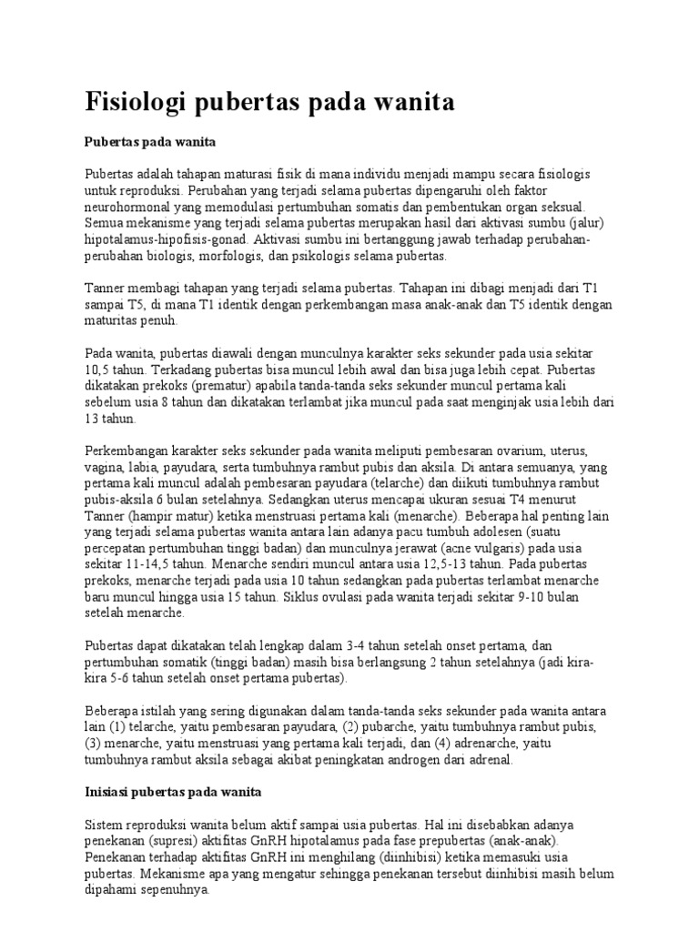 Fisiologi Pubertas Pada | PDF | Pengembangan Diri | Gaya Hidup