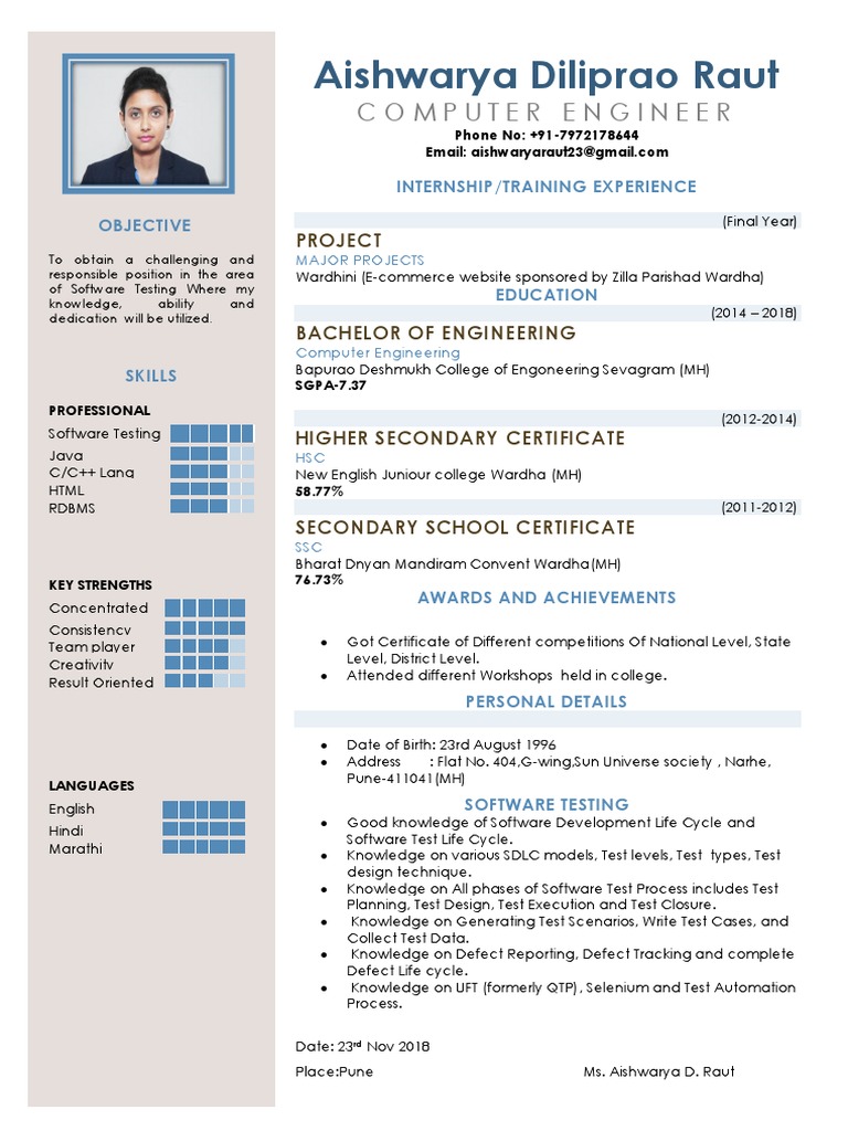 Software Testing Resume: Aishwarya Raut | PDF | Software Testing ...