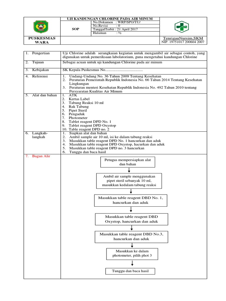 SOP Uji Chlorine | PDF | Teknologi & Rekayasa