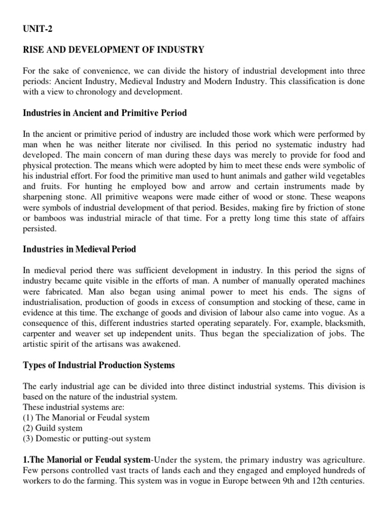 Industrial Sociology Unit 2 Notes | PDF | Factory | Serfdom