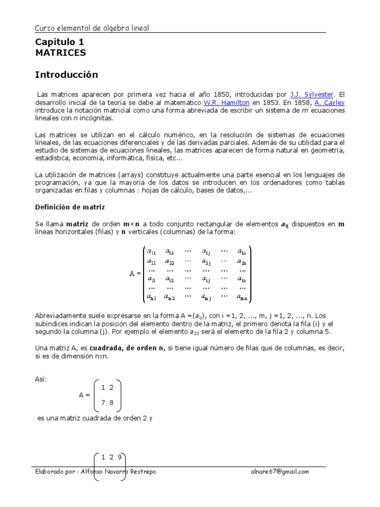 Matrices PDF | PDF | Matriz (Matemáticas) | Análisis funcional