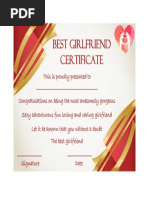 Best Girlfriend Certificate Templates | PDF