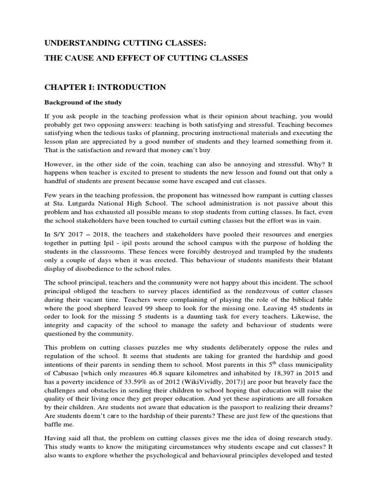 Understanding Cutting Classes, The Cause and Effect | PDF | No Child ...