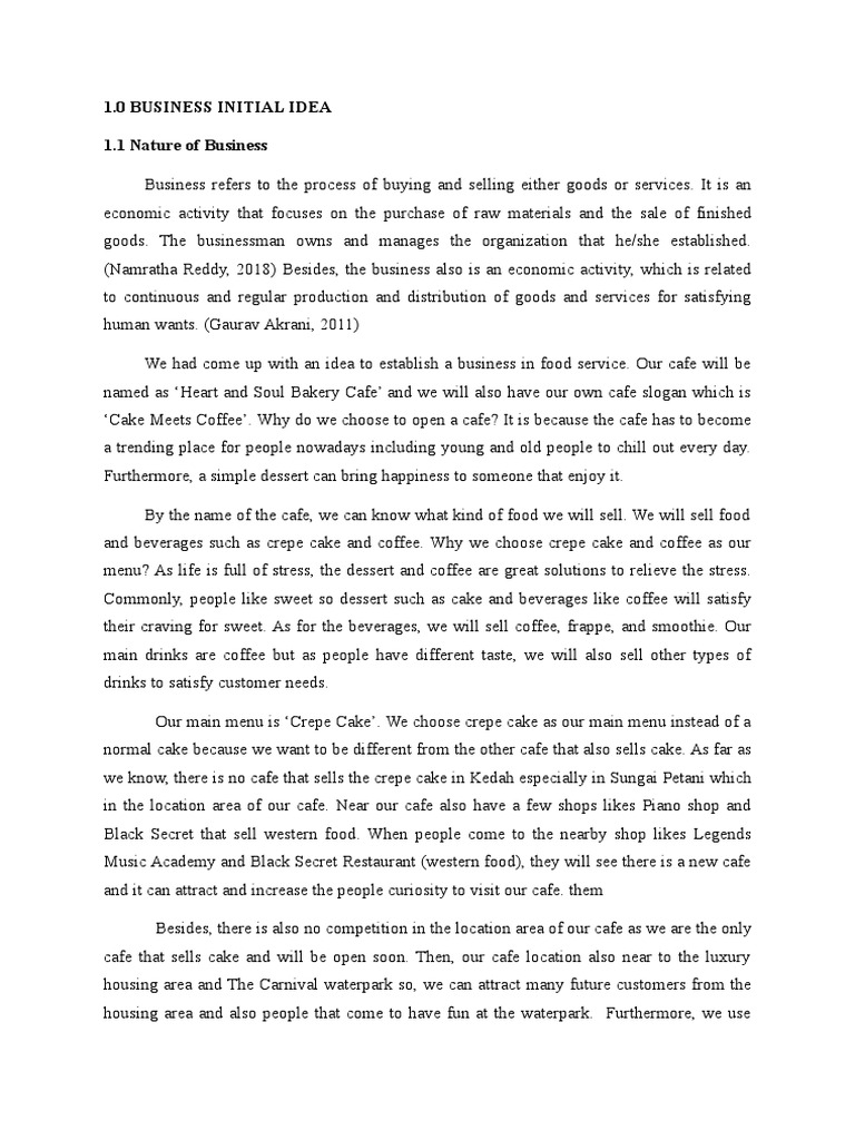 Business Initial Idea | PDF | Coffeehouse | Drink