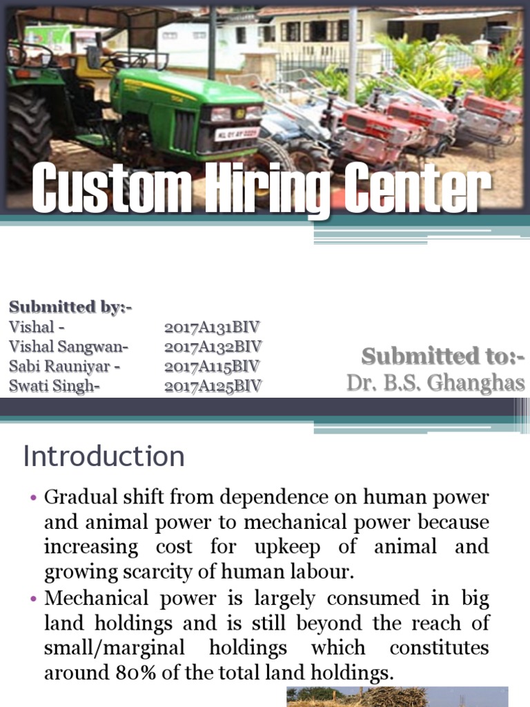Custom Hiring Centre | PDF | Agricultural Machinery | Farms