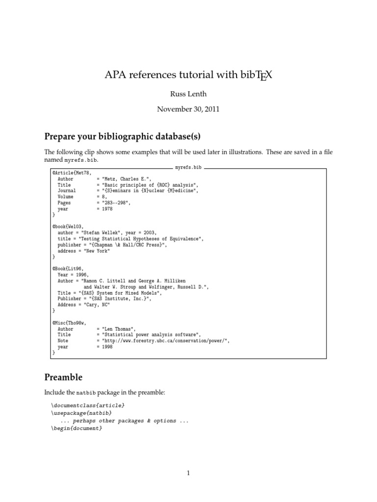 Apa References Tutorial With Bibtex: Prepare Your Bibliographic ...