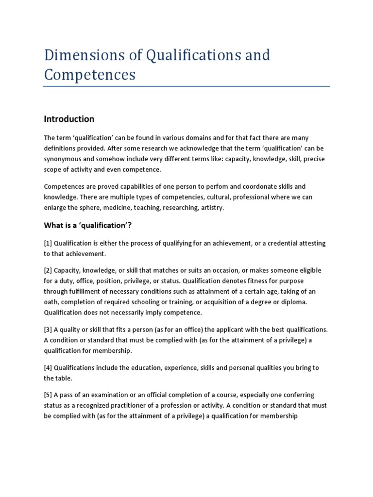 Qualifications vs. Competences Explained | PDF | Professional ...