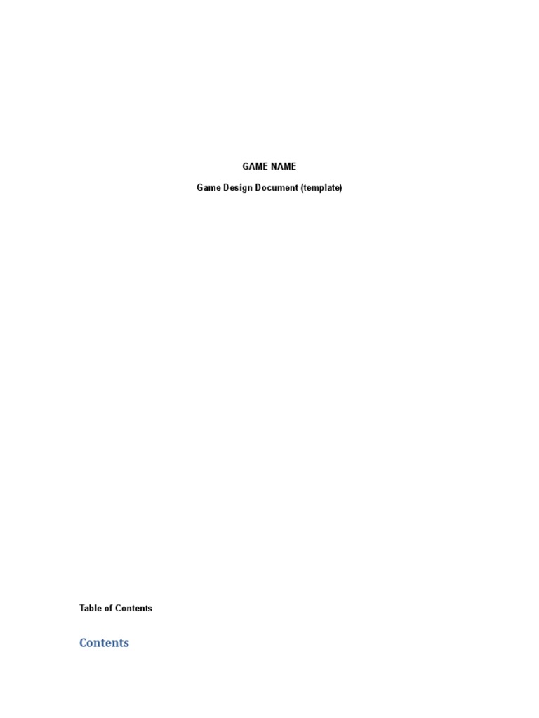 Game Name Game Design Document (Template) | PDF | Artificial ...