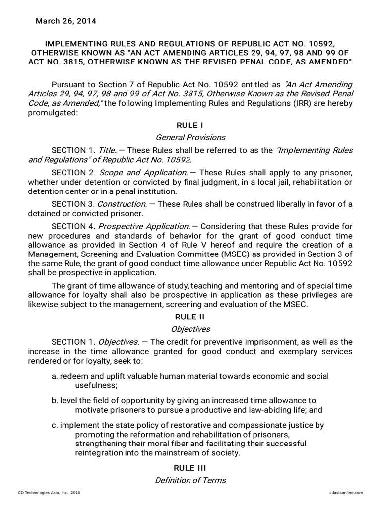 86826-2014-Implementing Rules and Regulations of | Download Free PDF | Prison | Remand (Detention)