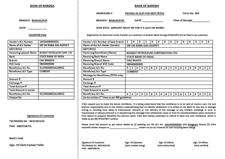 Bob Rtgs Format New | PDF | Reserve Bank Of India | Banks