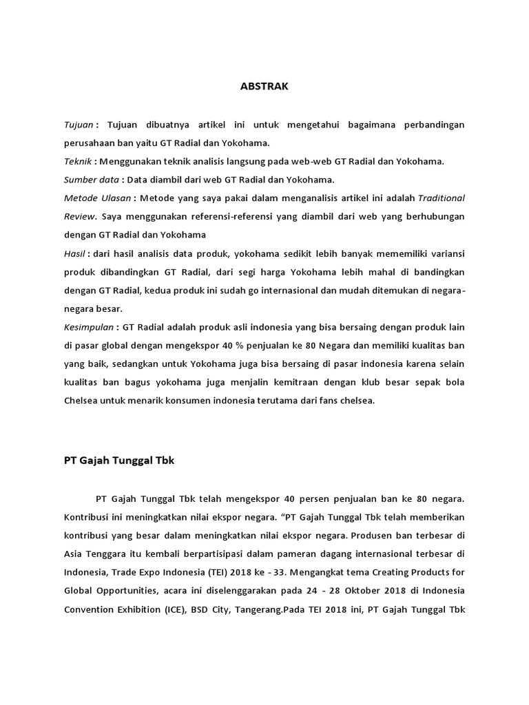 PT Gajah Tunggal TBK | PDF