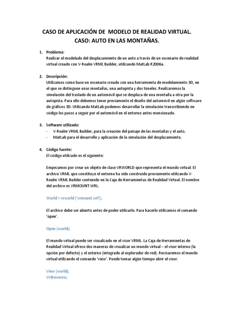 CASO DE Aplicacion - MATLAB-VRML | PDF | Mundo virtual | Realidad virtual