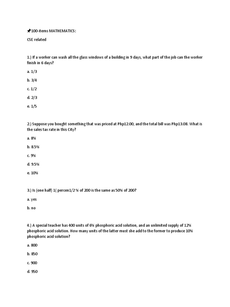 CSE Math Problems | PDF | Odds | Speed