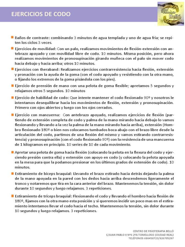 Ejercicios de Codo PDF | PDF | Codo | Extremidades (anatomía)