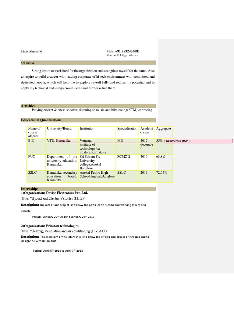 Maaz Ahmed.M: Commented (MA1) | PDF