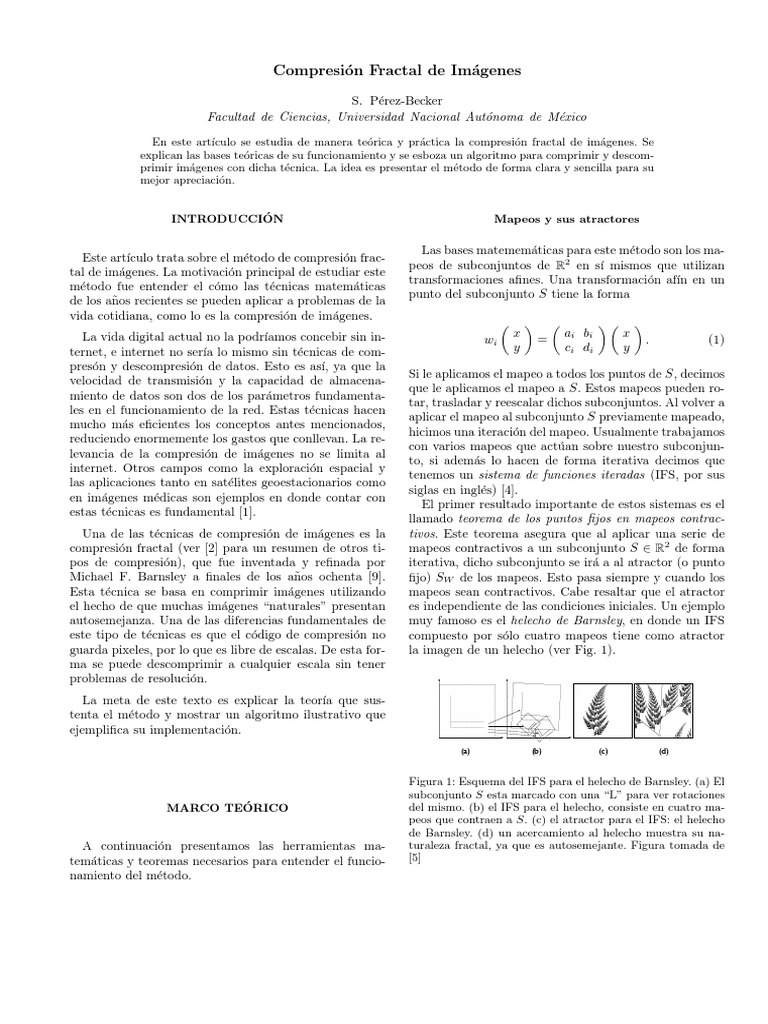 Compresión Fractal de Imágenes y Helechos | PDF | Fractal | Función ...