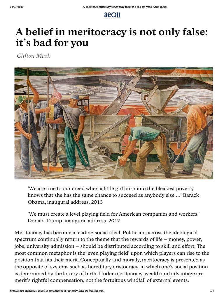 A Belief in Meritocracy Is Not Only False - It's Bad For You - Aeon ...