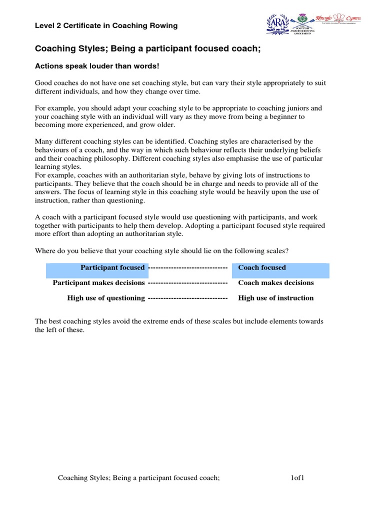 Coaching Styles Being A Participant Focused Coach Sep07 | PDF