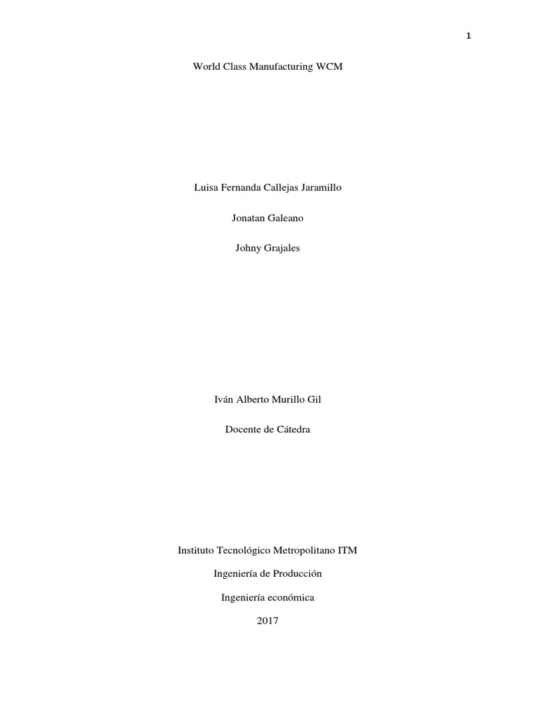 Introducción al World Class Manufacturing | PDF | Lean Manufacturing ...