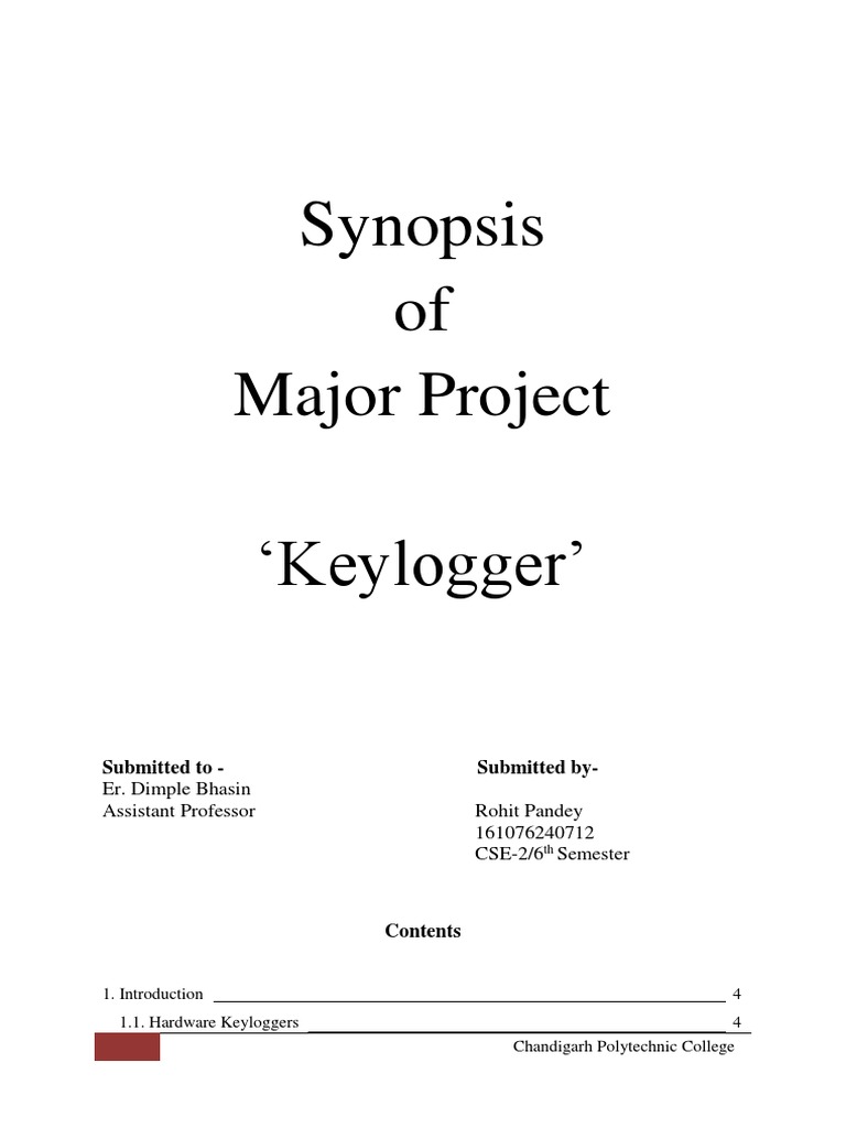 Synopsis of Major Project Keylogger': Submitted To - Submitted by | PDF ...