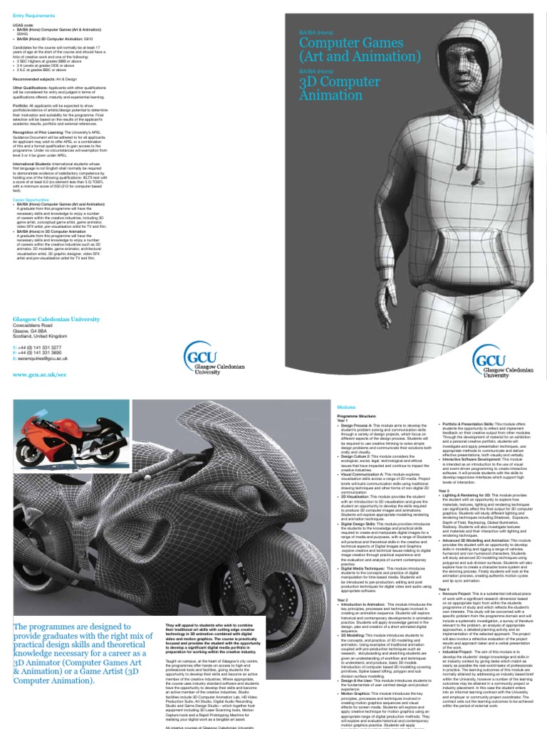 Computer Games (Art and Animation) 3D Computer Animation: BA/BA (Hons ...