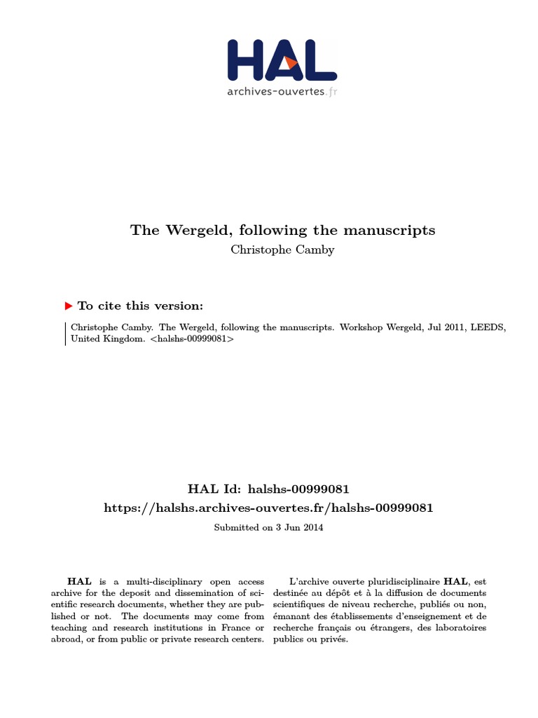 The Wergeld Following Manuscripts | PDF | Franks | Charlemagne