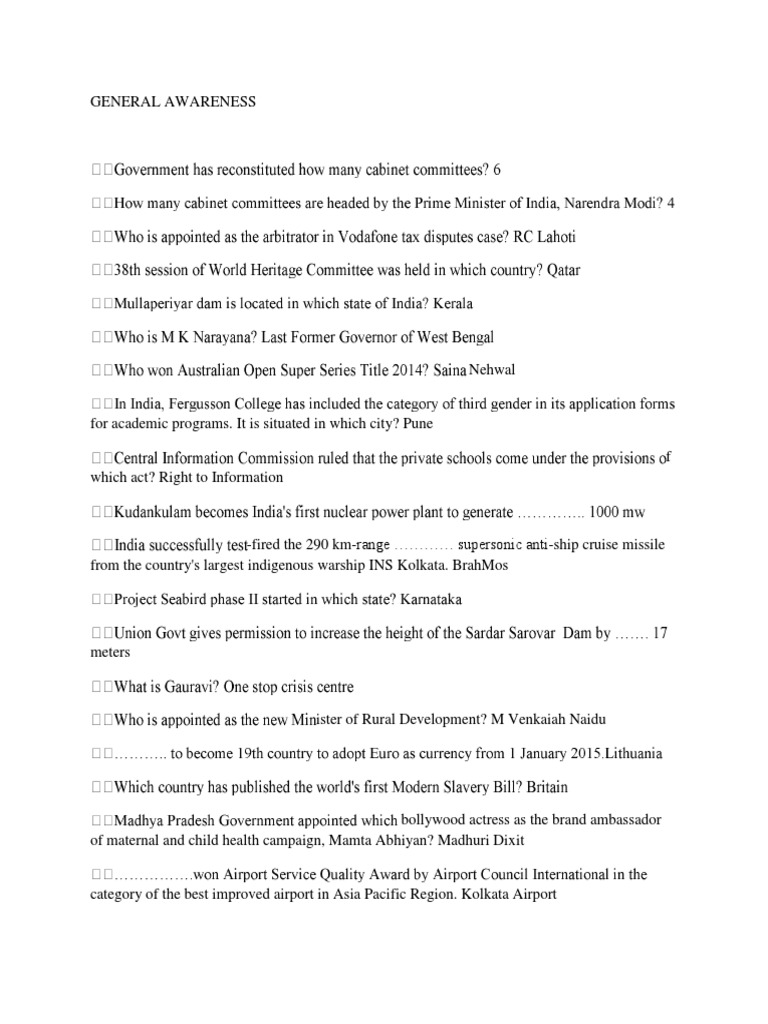 General Awareness PDF | PDF | Reserve Bank Of India | Rupee