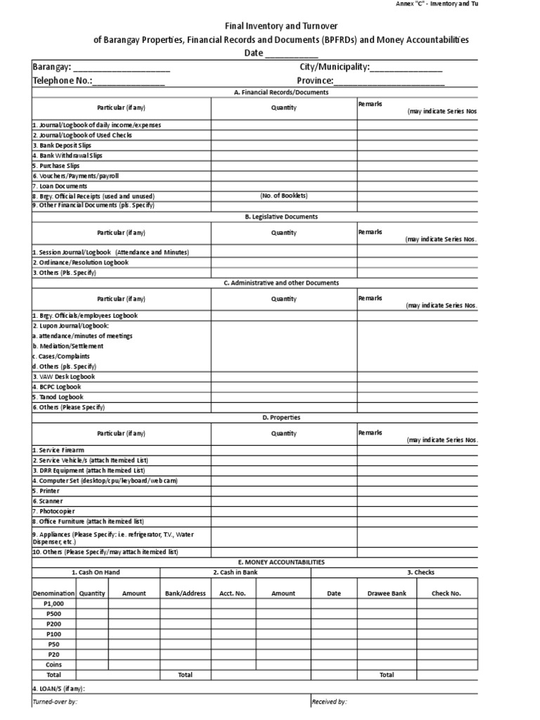Annex C - Final Inventory and Turnover | PDF | Banking | Money