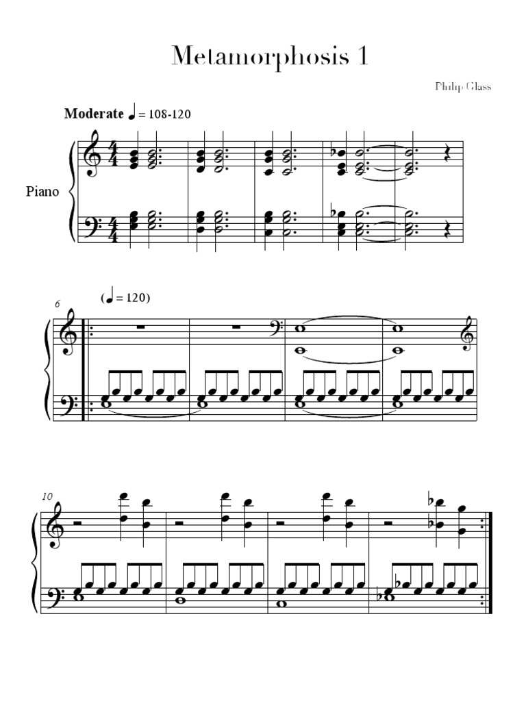 Philip Glass Piano Metamorphosis 1 | PDF