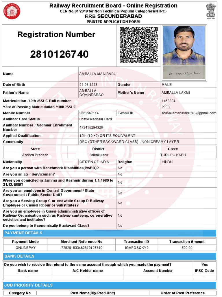 Registration Number: Secunderabad | PDF | Government