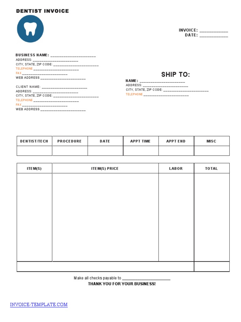 Dental Invoice Template | PDF