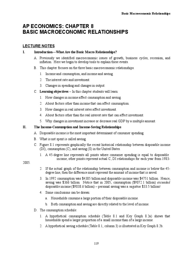 Ap Economics: Chapter 8 Basic Macroeconomic Relationships: Lecture ...