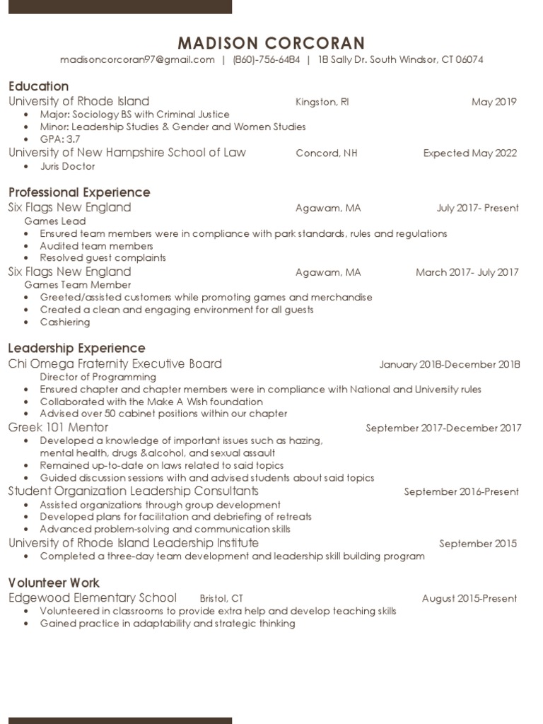 Madison Corcoran Resume | PDF | Cognition | Psychology