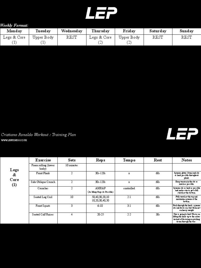 Cristiano Ronaldo Workout Plan PDF | PDF | Sports | Physical Exercise