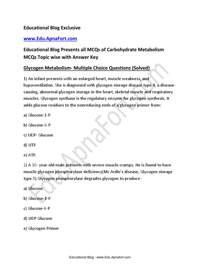 Carbohydrate Metabolism Mcqs for 2nd Year Mbbs Www Edu Apnafort Com ...