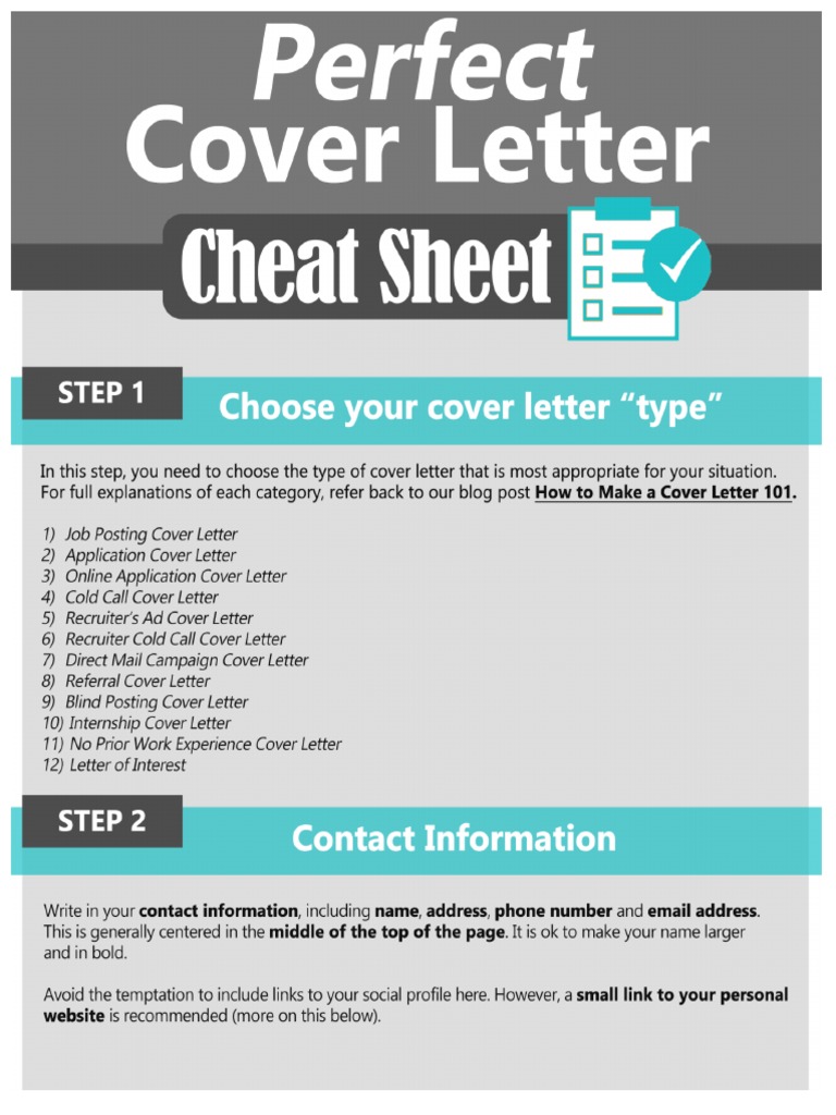 Cover Letter Cheat Sheet PDF | PDF