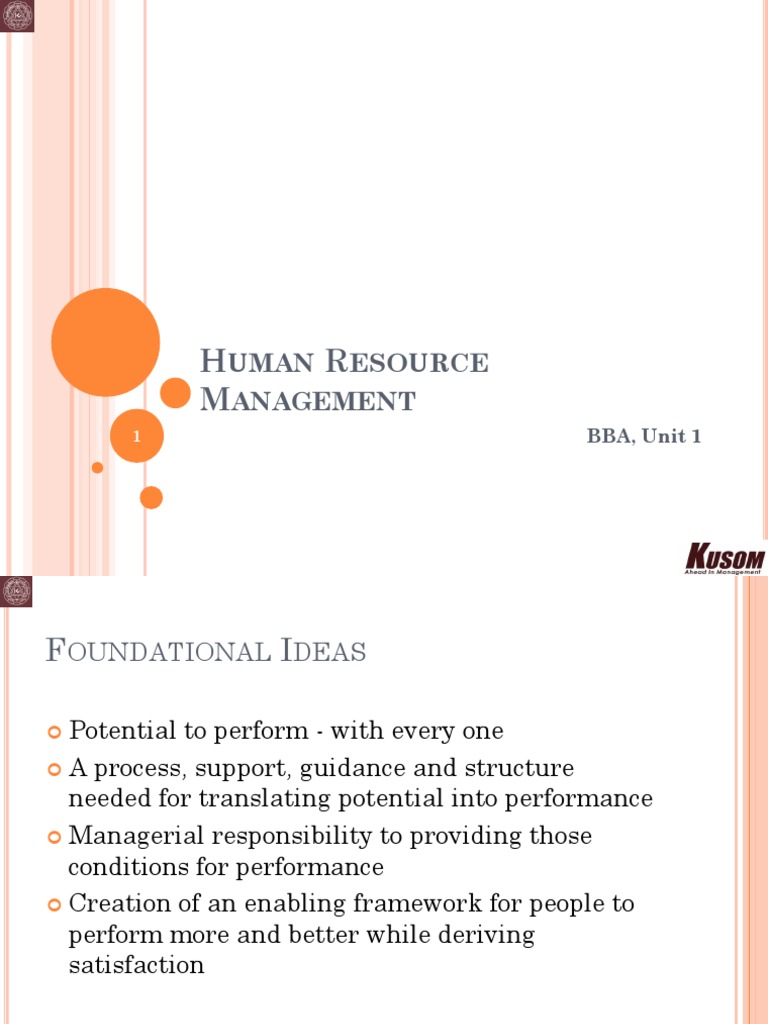 HRM BBA Lecture 1 | PDF | Human Resources | Human Resource Management