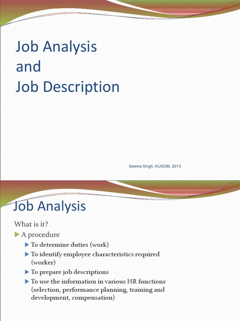 Job Analysis and Description Overview | PDF | Action (Philosophy ...