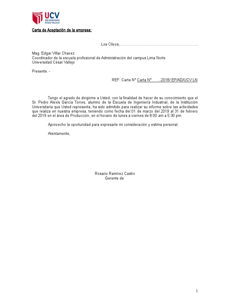 Carta de Aceptación | PDF