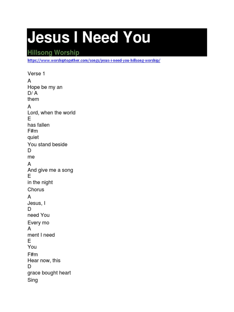 Jesus I Need You | PDF | Resurrection Of Jesus | Lord's Prayer