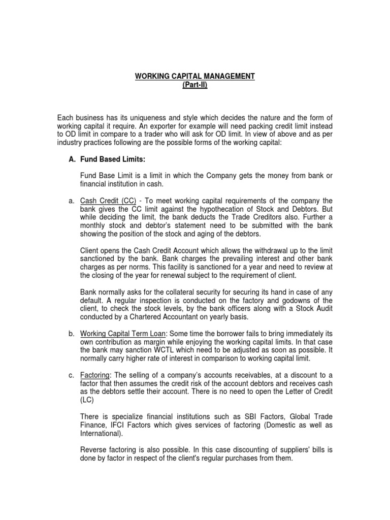 Working Capital Management | PDF | Credit | Finance & Money Management