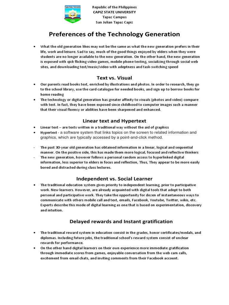 Preferences of The Technology Generation | Download Free PDF ...