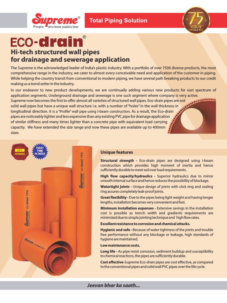 15 Ecodrain Hi Tech Structured Wall Pipes | PDF | Sanitary Sewer | Pipe ...