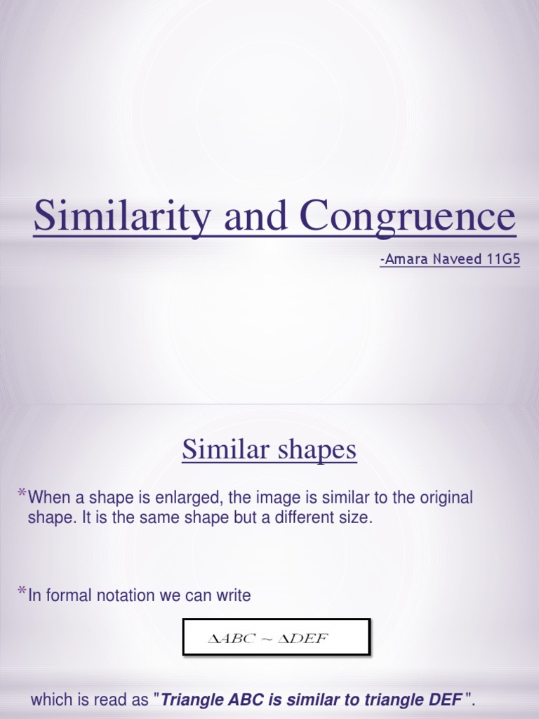 Similarity vs. Congruence in Triangles | PDF | Triangle | Teaching ...