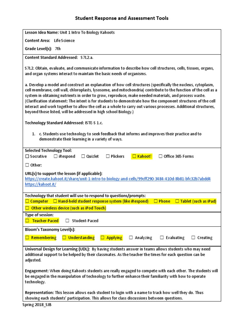 Intro to Biology Kahoot for 7th Grade | PDF | Question | Cell (Biology)