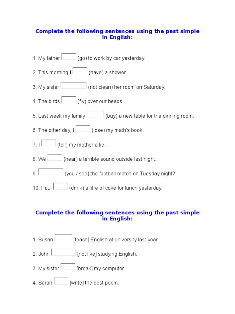 Past Simple Exercises | PDF