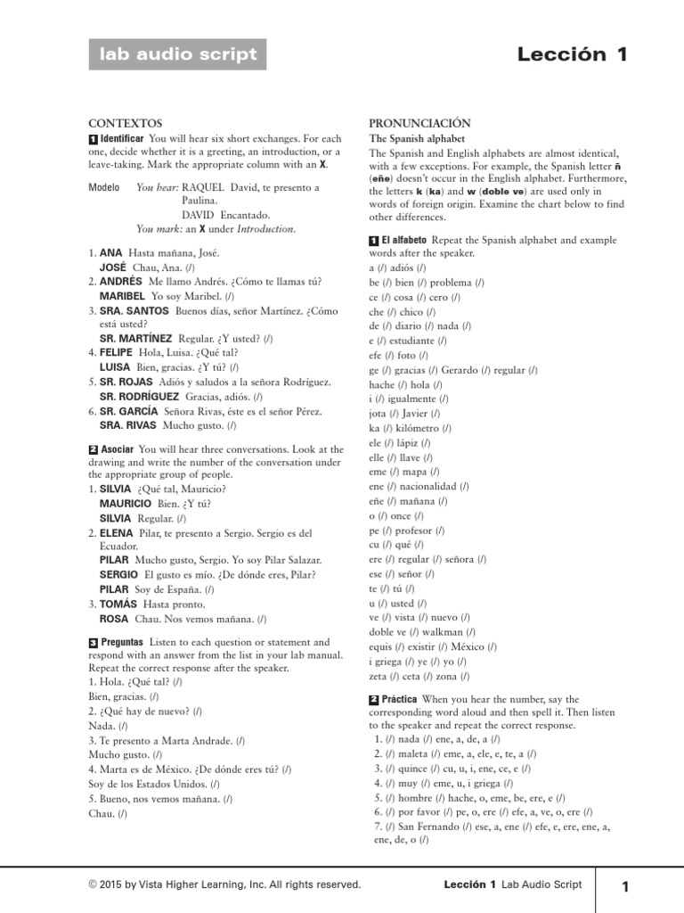 UNO - Lab - Audio - Script - ALL PDF | PDF | Idiomas