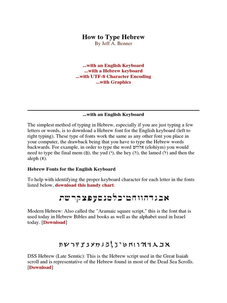 How To Type Hebrew Letters Easily | PDF | Computer Keyboard | Hebrew ...