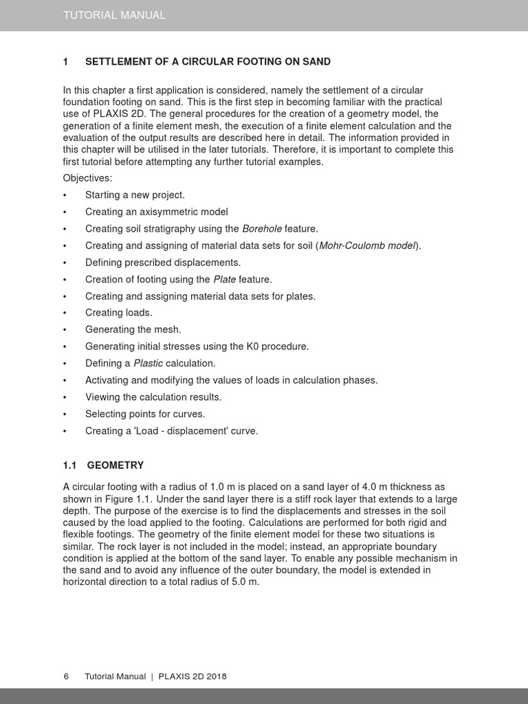 PLAXIS 2D 2018-Tutorial-Lesson01 PDF | PDF | Finite Element Method | Parameter (Computer ...